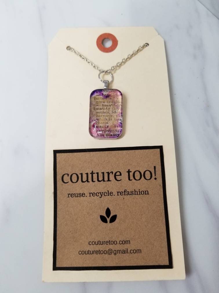 Handmade Glass Pendant Necklace With Dictionary Definition of - Etsy UK
