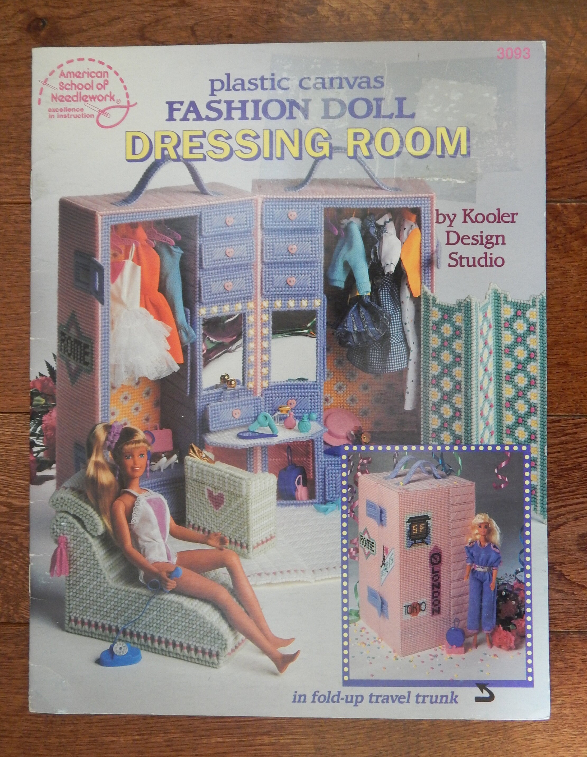 Vintage Dressing Room Plastic Canvas Pattern Book Fashion Doll/ Closet ...