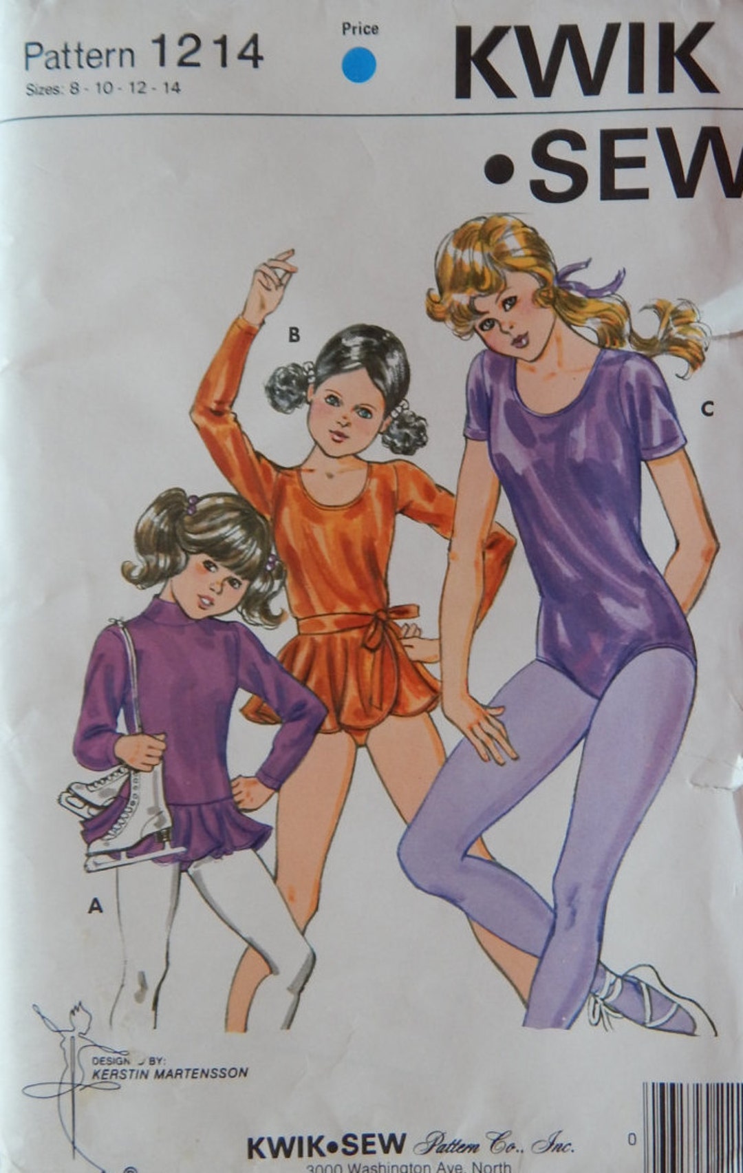 Bodysuit Leotard Short Wrap Skirt Sewing Pattern Kwik Sew 1214 Girls ...