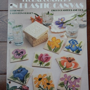 Plastic Canvas Floral Coasters & Box Patterns by Kathleen - Etsy