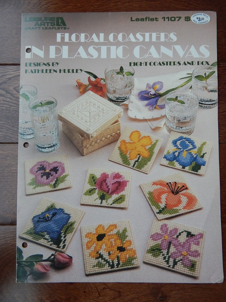 Plastic Canvas Floral Coasters & Box Patterns by Kathleen - Etsy