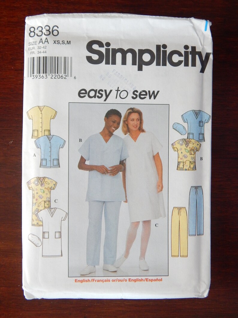 Easy to Sew Uniform Sewing Pattern Top Dress Pants & Hat Dental Nurse ...