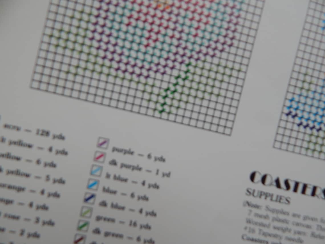 Plastic Canvas Floral Coasters & Box Patterns by Kathleen | Etsy