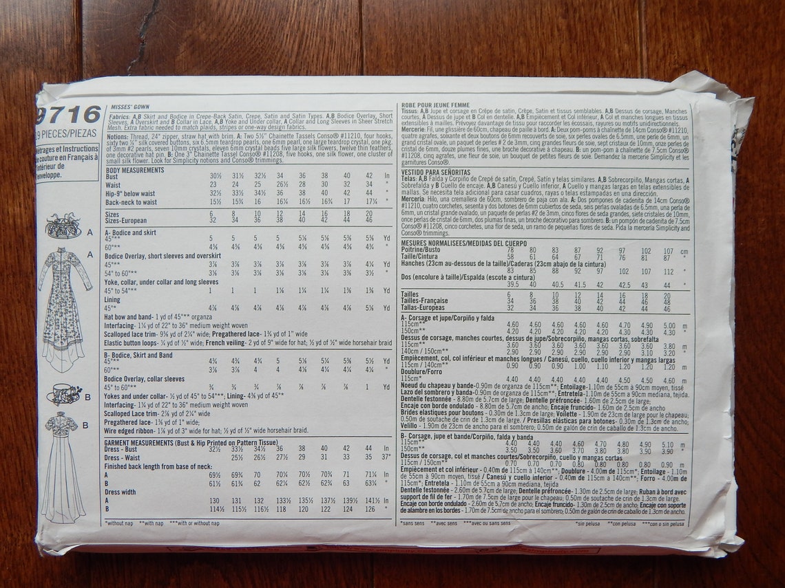 Historic Gown Sewing Pattern Simplicity 9716 Patti Wagnerd - Etsy