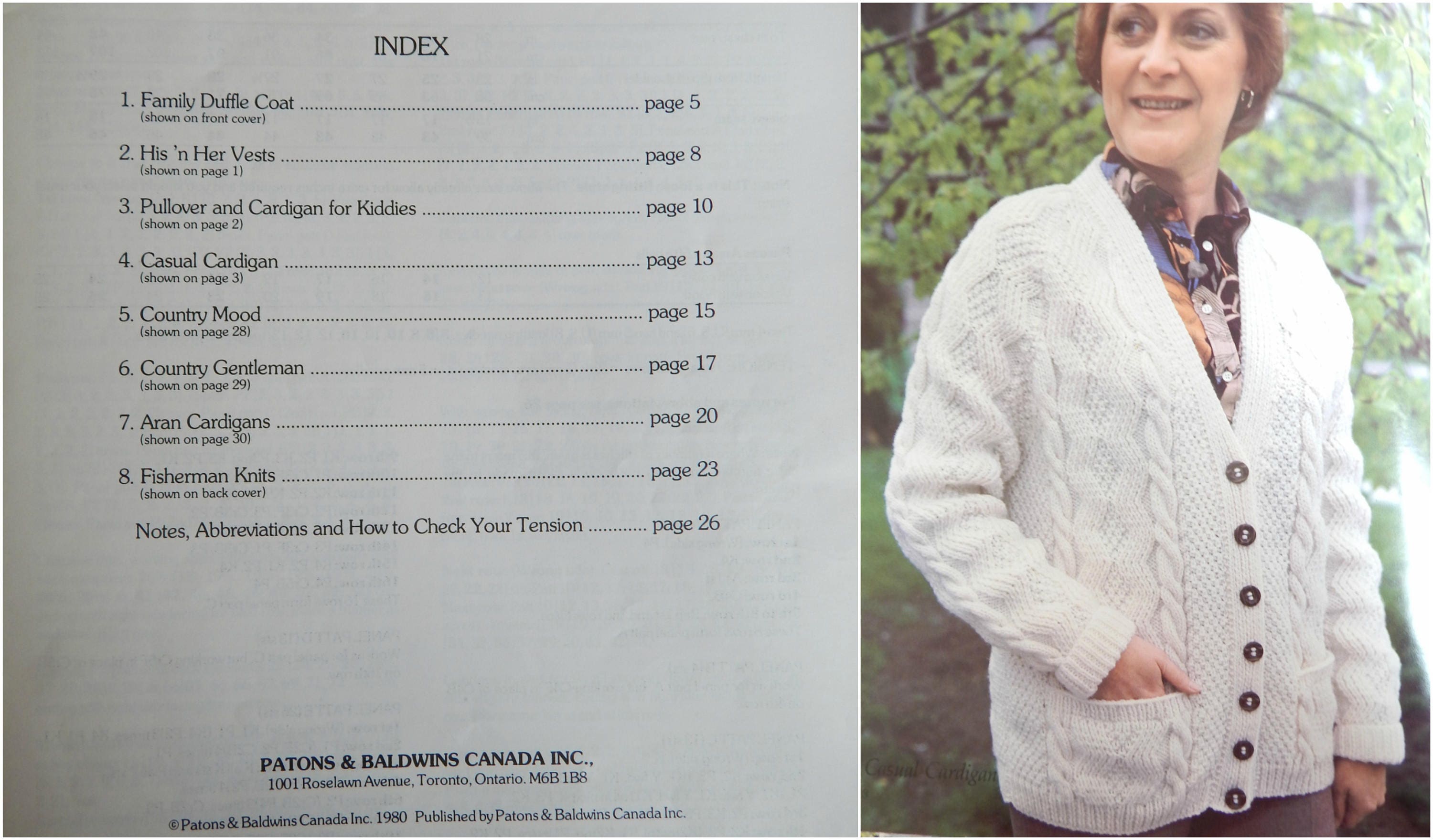 Cardigan Pullover Sweaters Knitting Pattern Book Aran Knits - Etsy Canada