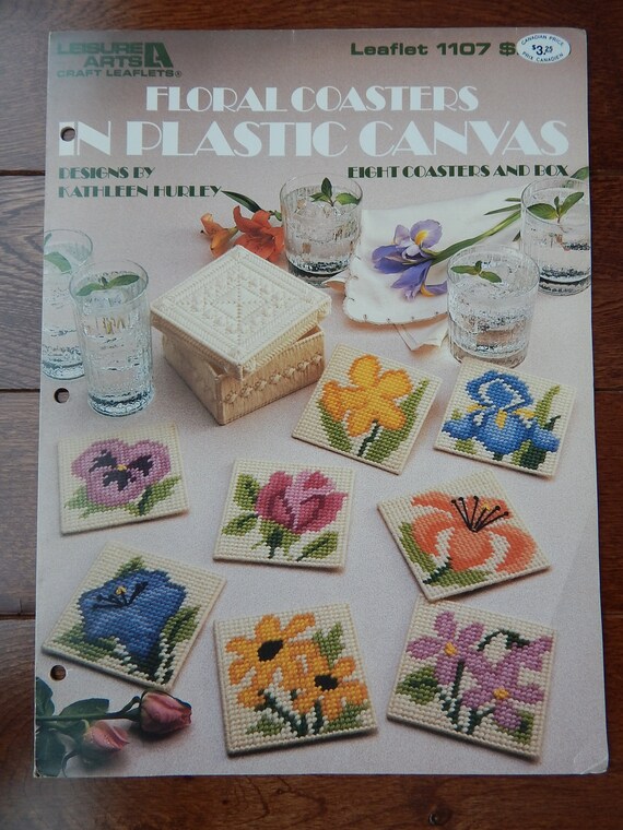 Plastic Canvas Floral Coasters & Box Patterns by Kathleen | Etsy