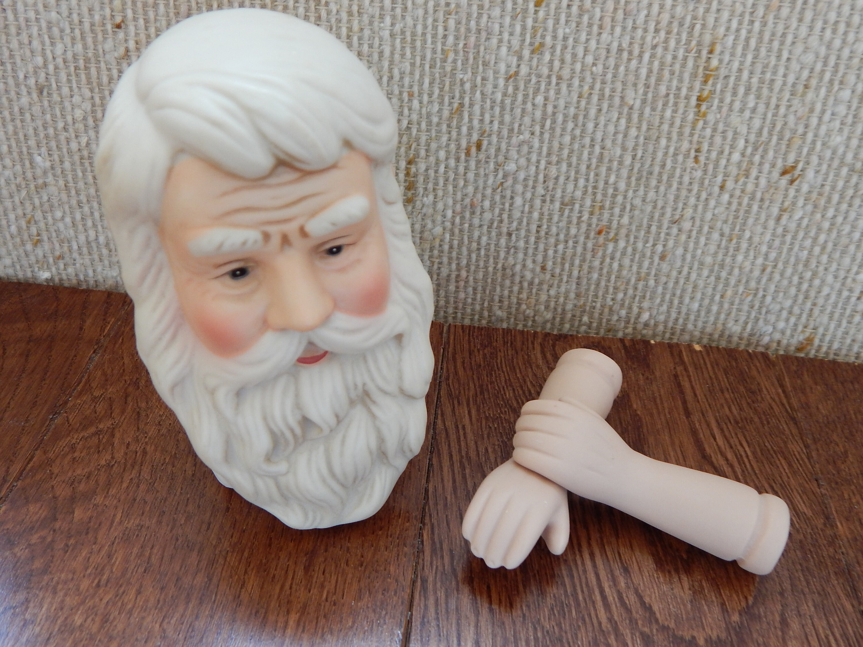 Porcelain Santa Claus Head and Hands Set 3 1/2'' Olde St Nicholas ...
