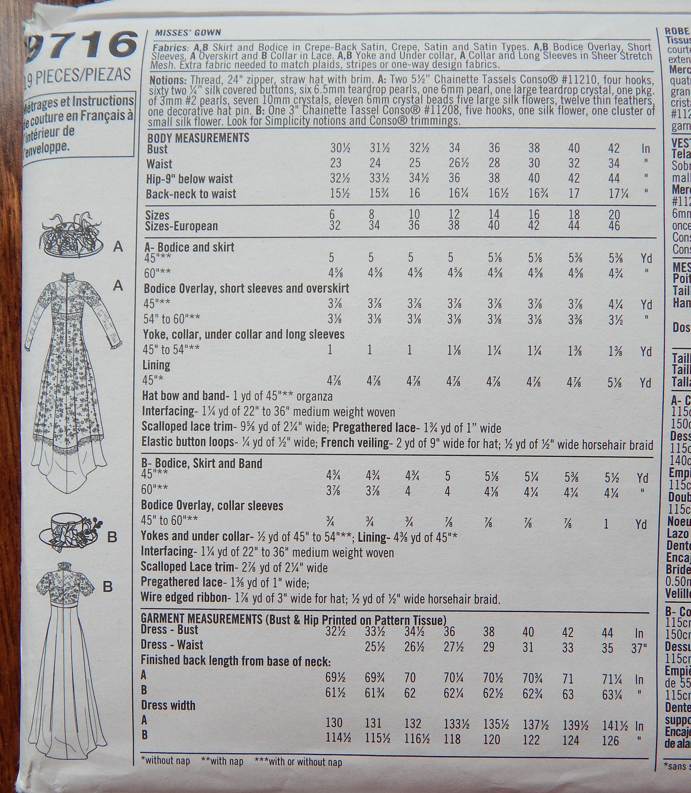 Historic Gown Sewing Pattern Simplicity 9716 Patti Wagnerd - Etsy Canada