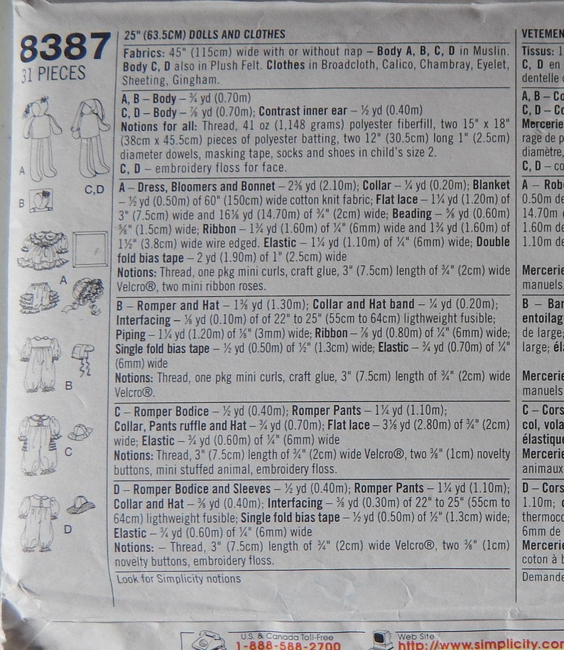 25 Standing Corner Doll and Bunny Simplicity Crafts Pattern 8387 Time ...