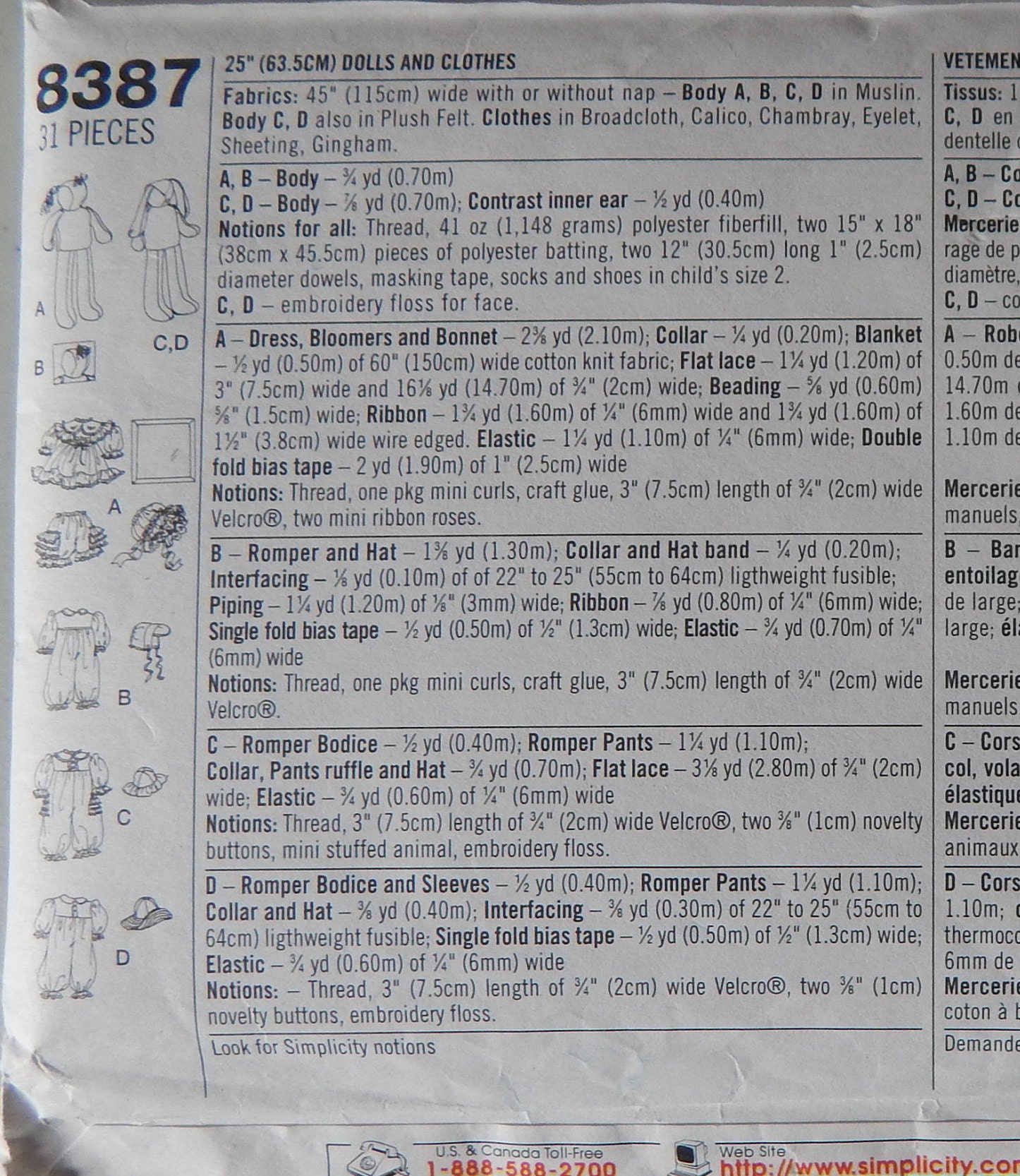 25 Standing Corner Doll and Bunny Simplicity Crafts Pattern 8387 Time ...