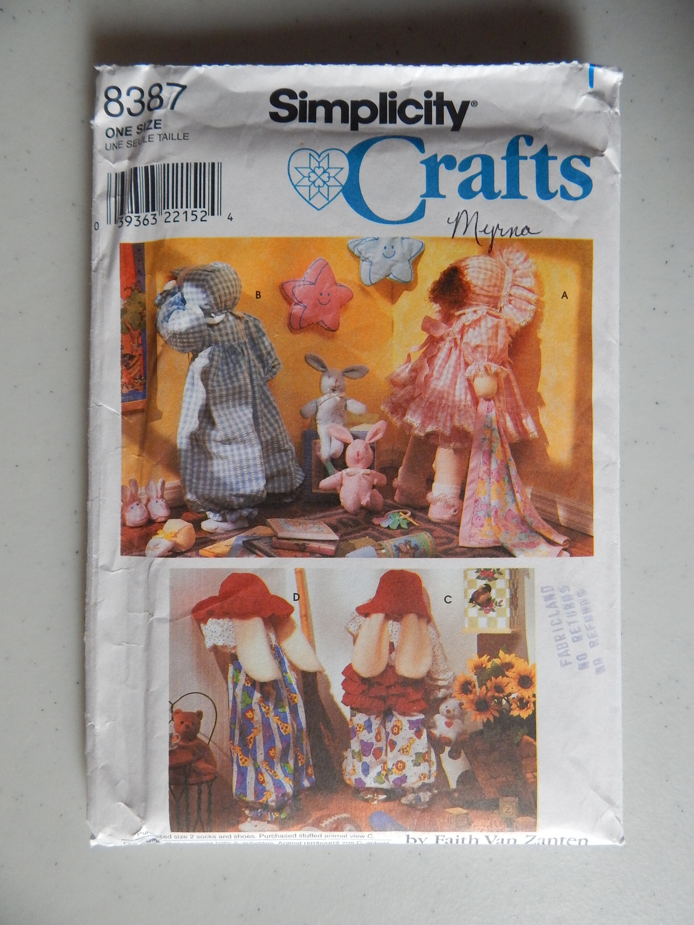 25 Standing Corner Doll and Bunny Simplicity Crafts Pattern 8387 Time ...