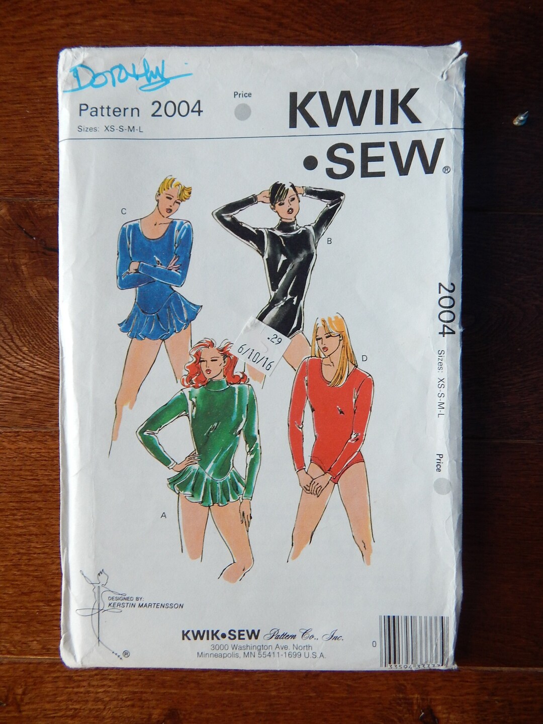 Misses Leotard Sewing Pattern Kwik Sew 2004 Size XS- S- M- L Optional ...