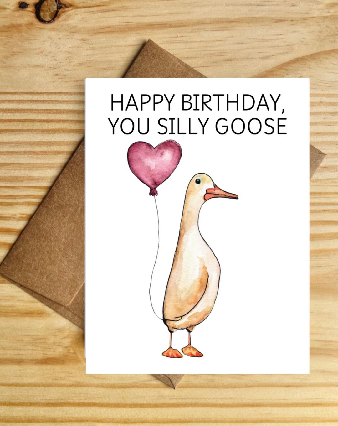 Silly Goose Birthday Card, Fine Art, Cute Card, Funny Card, Goose Art ...