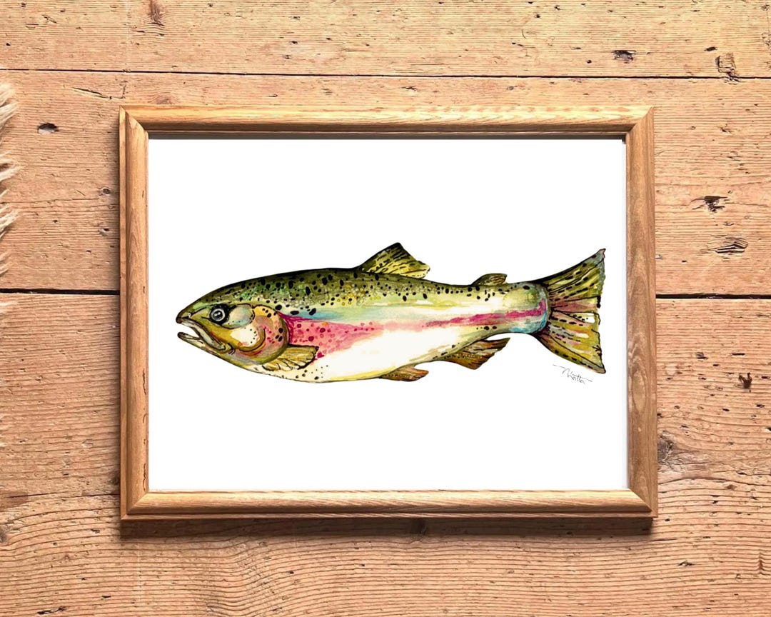Rainbow Trout Art Print - Watercolor Art - Lakehouse Art - Colourful ...