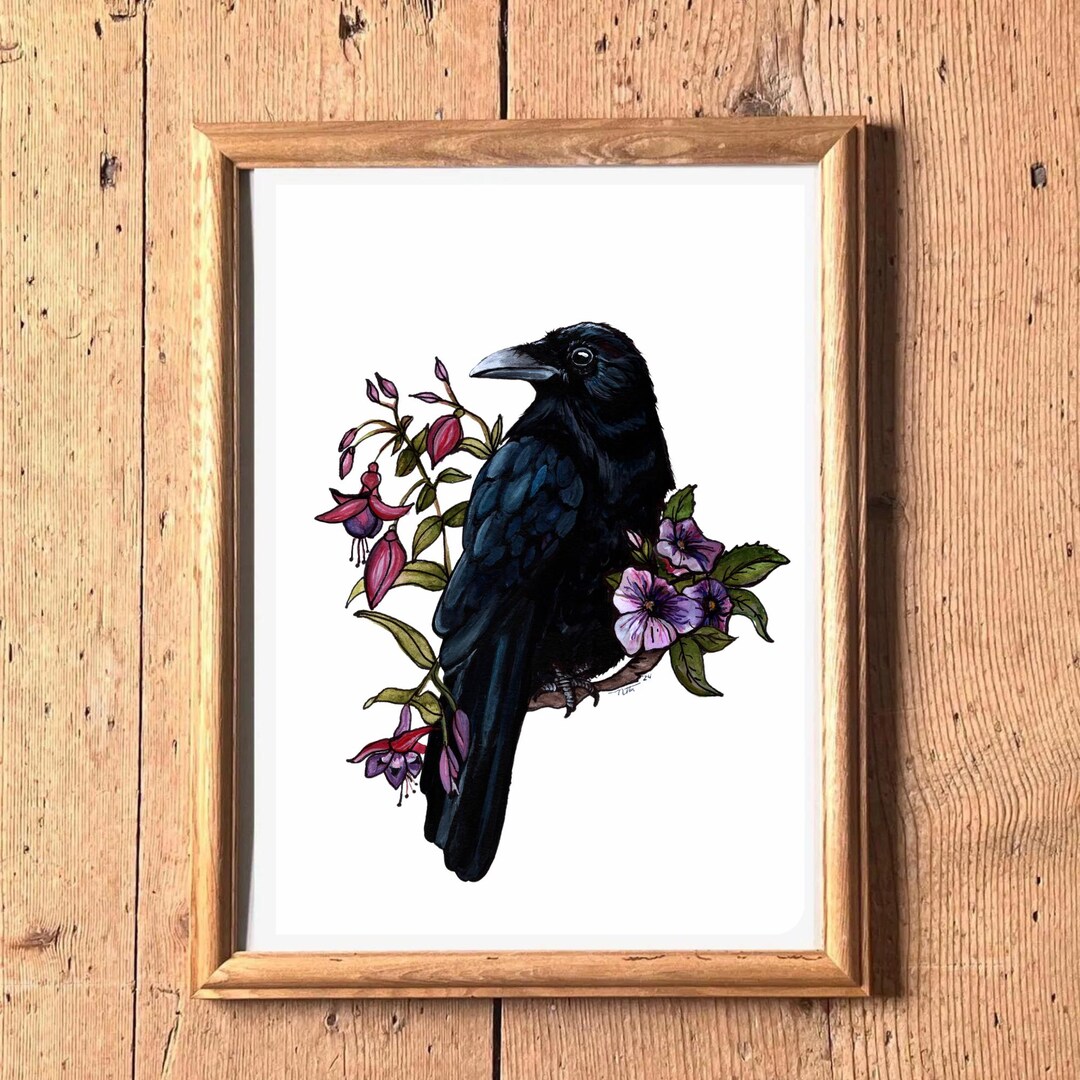Crow Fine Art Print, Bird Watercolor Art, Animal Art, Raven Painting ...