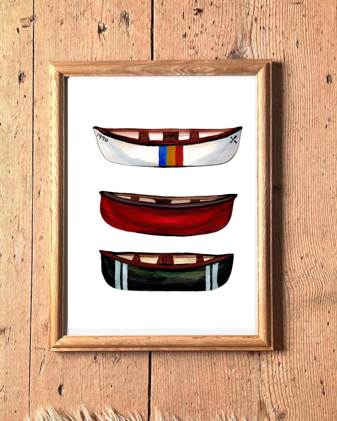 Canoe Art Print, Watercolor Art, Camping Decor, Colorful Art, Earthy ...