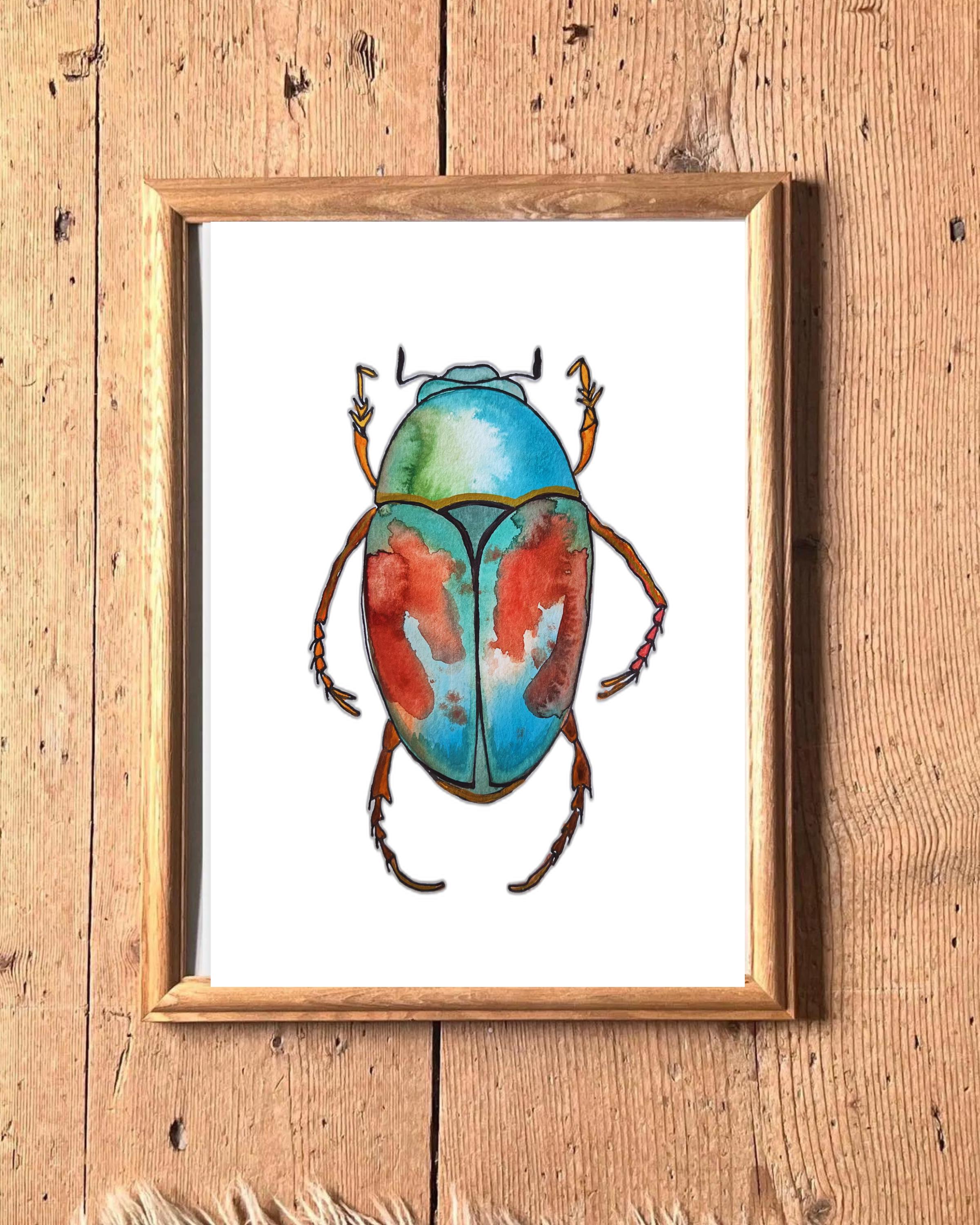 Colorful Beetle Print, Bug Art, Office Art, Kids Room Art, Nursery ...