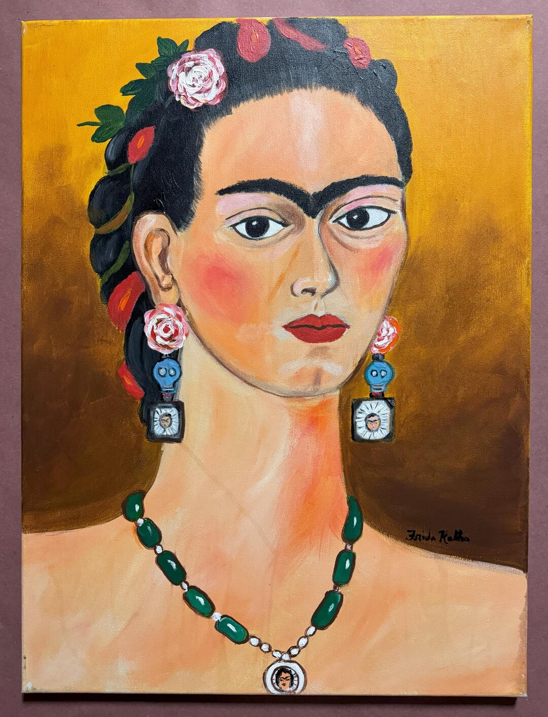 Frida Kahlo Naive Self Portrait Landscape Mexican Muralist Women Mujer ...