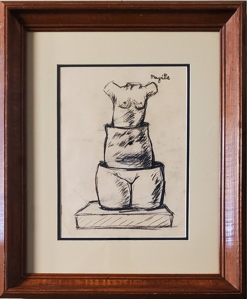 Rene Magritte Hand Drawing Studio Surrealism Torso Man Dali - Etsy