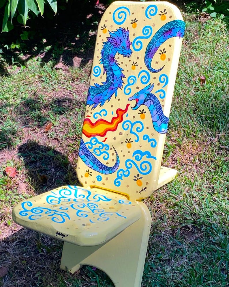 Hand-painted Dragon Senufo Chair - Design by Jadyn Scott - Etsy