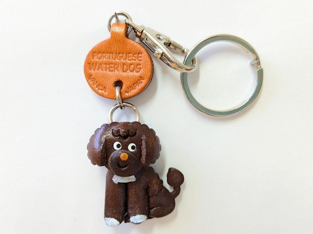 Portuguese Water Dog 3D Leather Dog Keychain Keyring Purse Charm Zipper ...