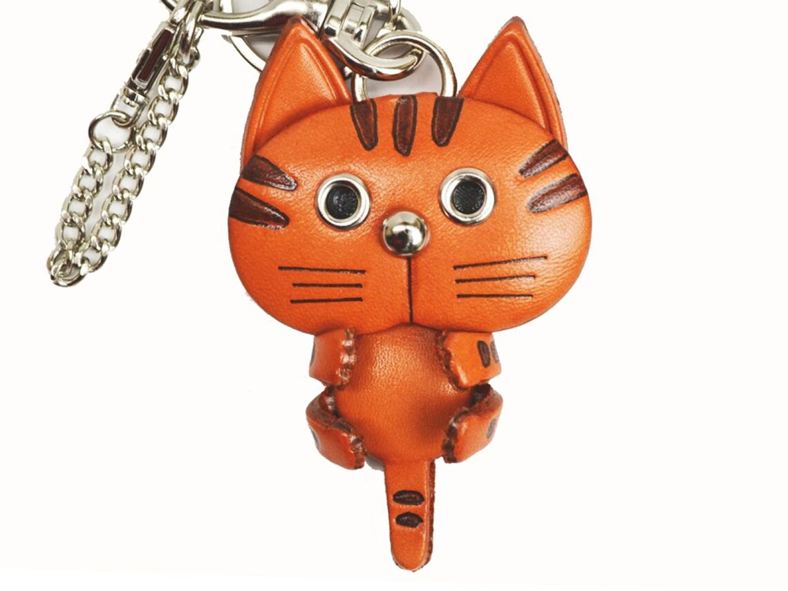 Cat Leather 3D Leather Animal Bag Charm Keychain Keyring | Etsy