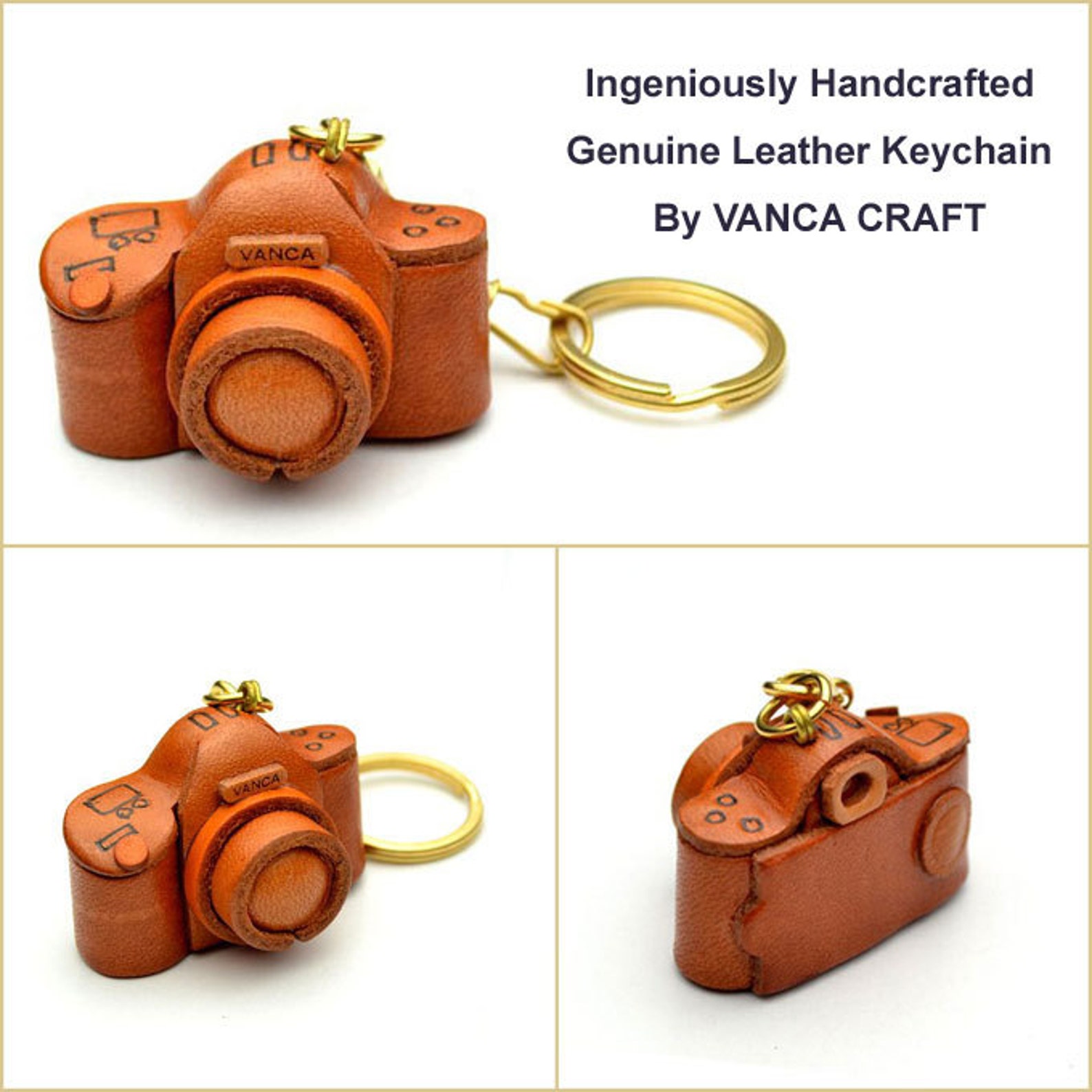 Camera 3D Leather Keychainl VANCA Made in Japan 56111 - Etsy