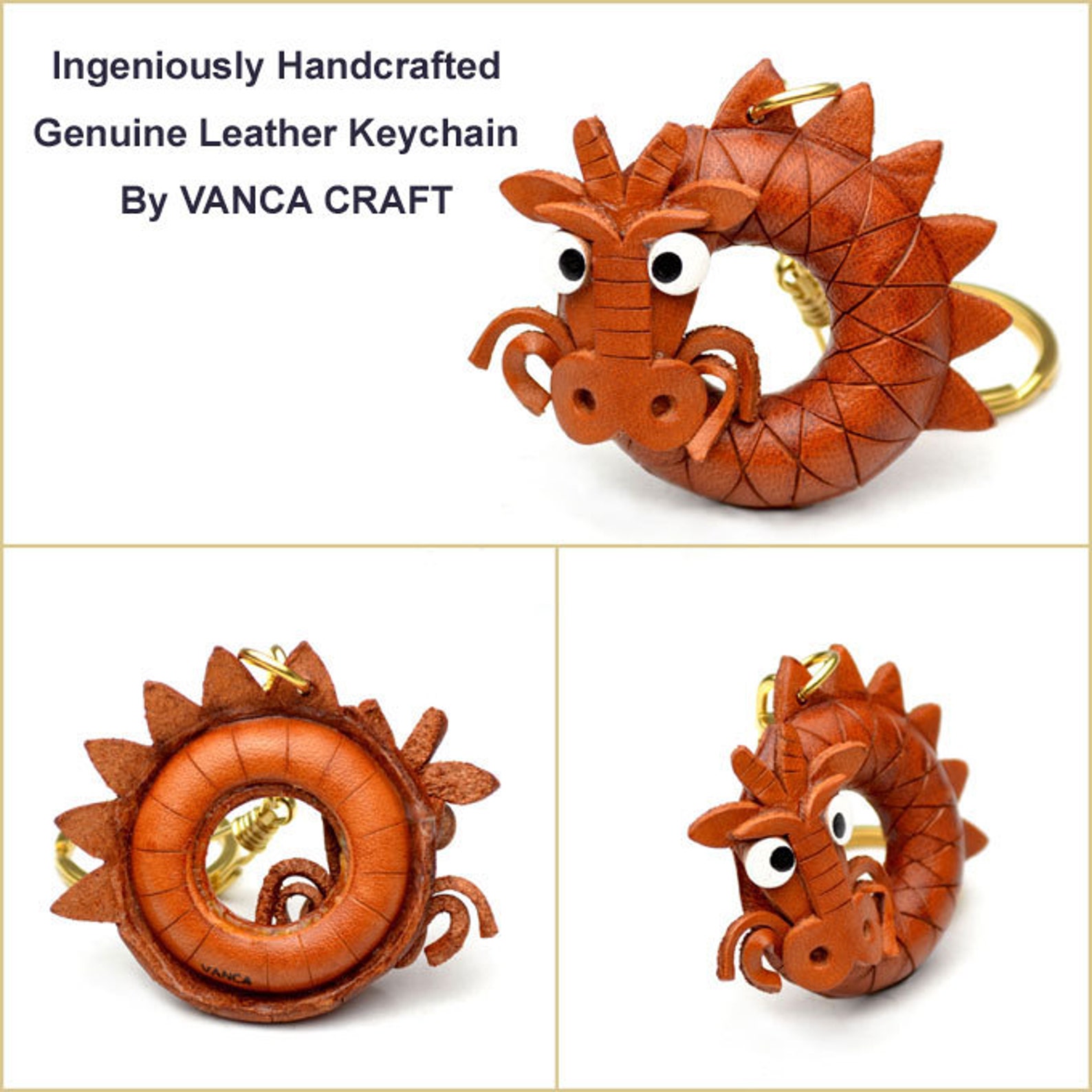 Dragon 3D Leather Handmade Keychain Bag Charm Bag Tag Car Ornament ...