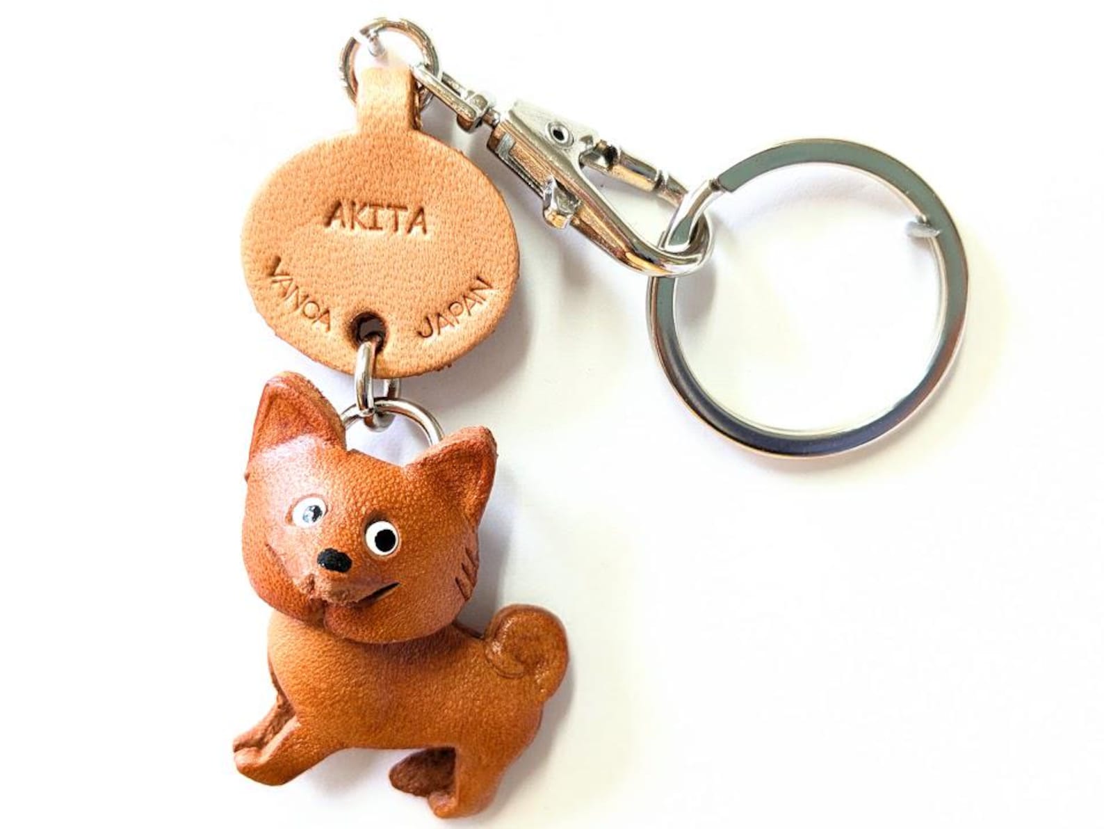 Akita Dog 3D Leather Dog Keychain Keyring Purse Charm Zipper Pull ...