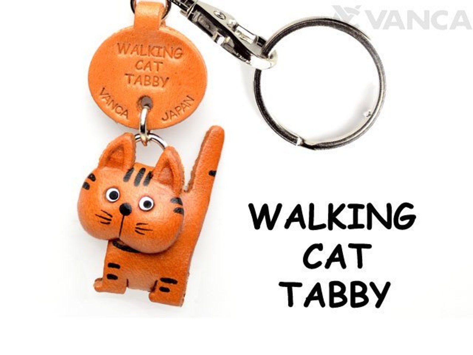 Tabby Walking 3D Leather Cat Keychain Keyring Purse Charm - Etsy