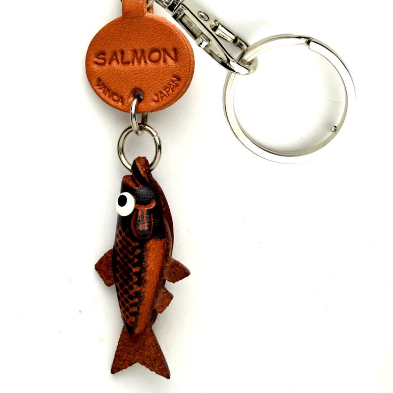 Salmon 3D Leather Fish/sea Animal Keychain Keyring Purse Charm Zipper ...