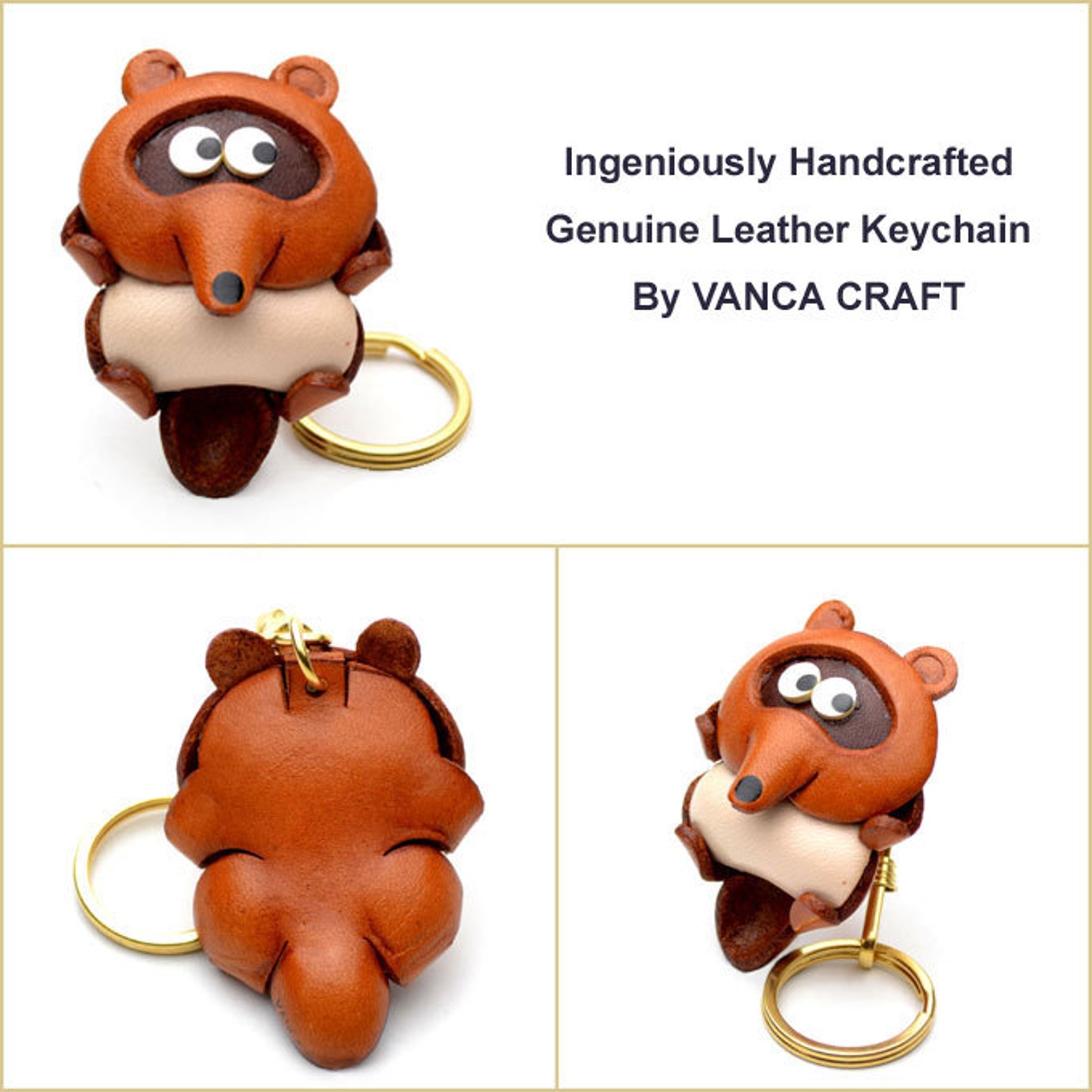 Raccoon Dog 3D Leather Keychain(l) *VANCA* Made in Japan #56155 - Etsy
