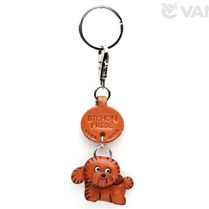 Bichon Frise 3D Leather Dog Keychain Keyring Purse Charm Zipper Pull ...