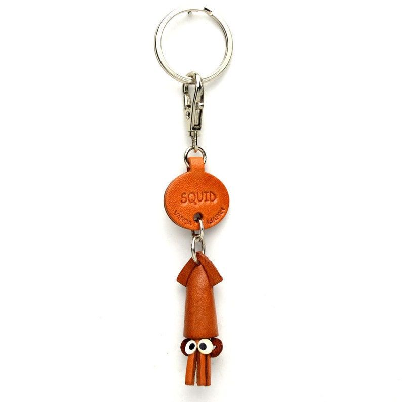 Squid 3D Leather Fish/sea Animal Keychain Keyring Purse Charm - Etsy