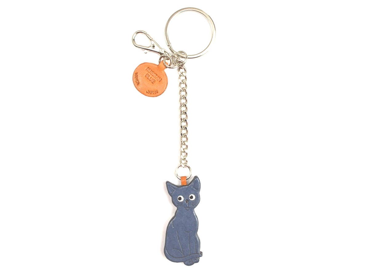 Russian Blue 3D Leather Cat Ring/bag Charm Keychain Keyring Key Fob ...