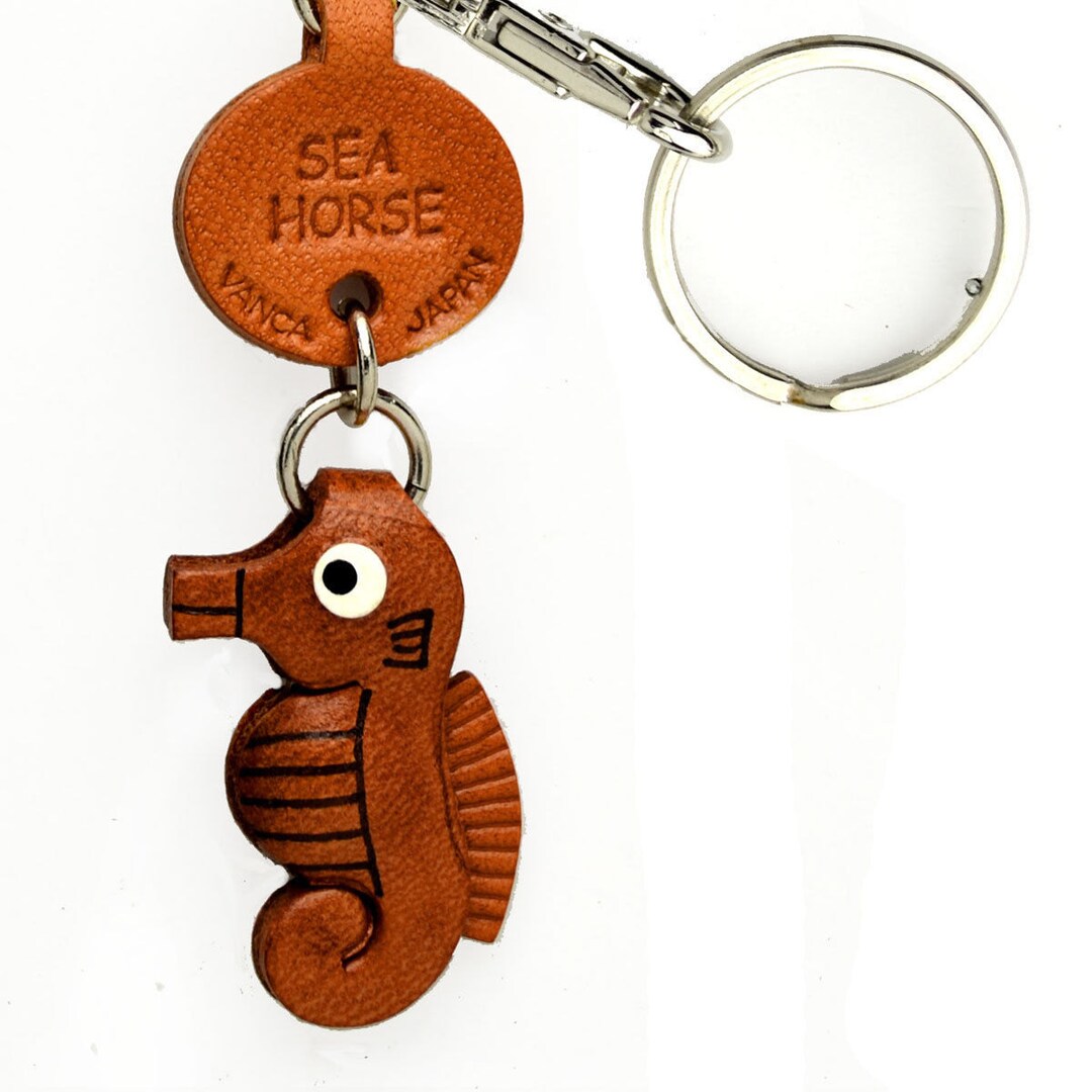 Sea Horse 3D Leather Fish/sea Animal Keychain Keyring Purse Charm ...