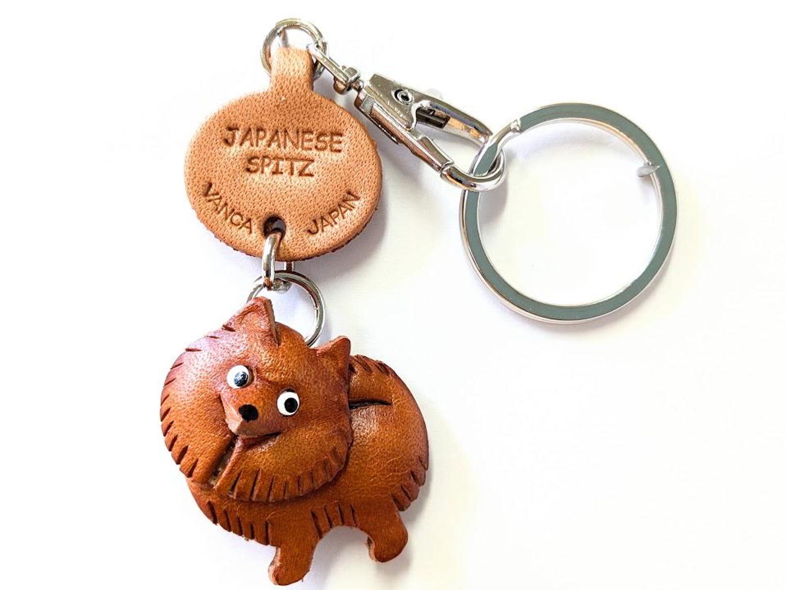 Japanese Spitz 3D Leather Dog Keychain Keyring Purse Charm Zipper Pull ...