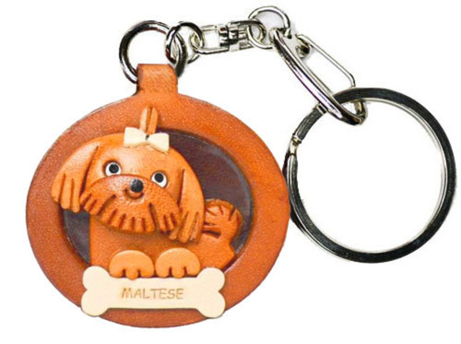 Maltese 3D Leather Dog Plate Keychain Purse Charm Accessory *VANCA ...