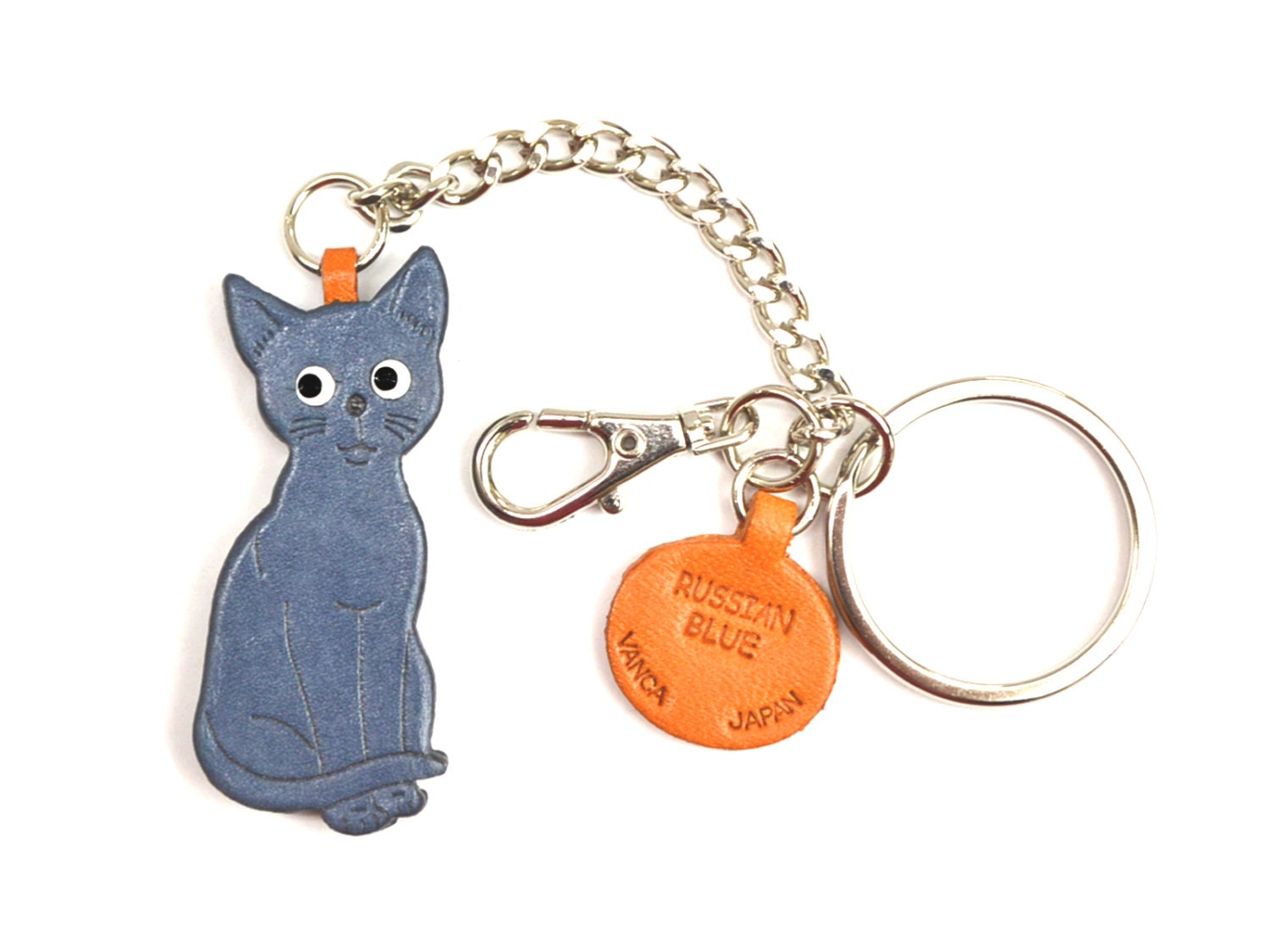 Russian Blue 3D Leather Cat Ring/bag Charm Keychain Keyring Key Fob ...