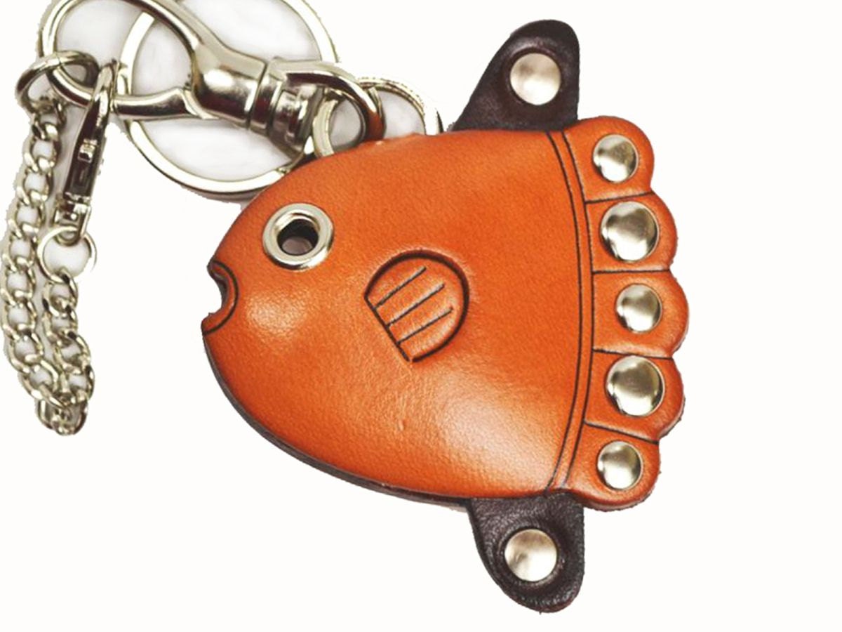 Sun Fish Leather 3D Leather Animal Bag Charm Keychain Keyring | Etsy