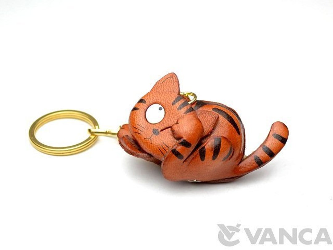 Cat 3D Leather Keychain(l) *VANCA* Made in Japan #56141 - Etsy