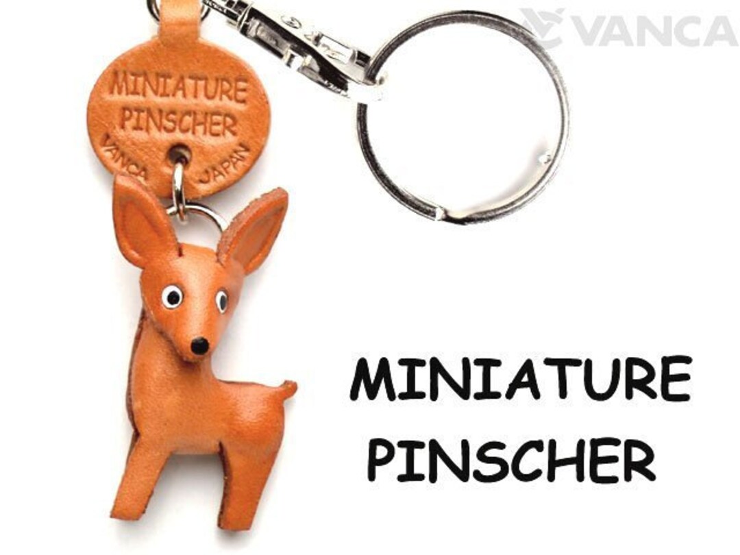 Miniature Pinscher 3D Leather Dog Keychain Keyring Purse Charm Zipper ...