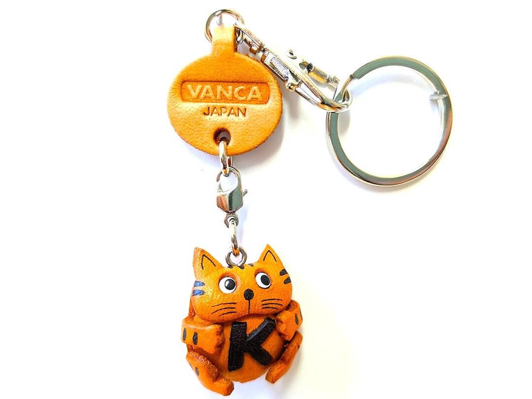 Leather Cat Keychain, Initial 'K', 3D Animal Keyring, Made in Japan - Etsy