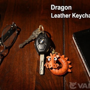 Dragon 3D Leather Handmade Keychain Bag Charm Bag Tag Car Ornament ...