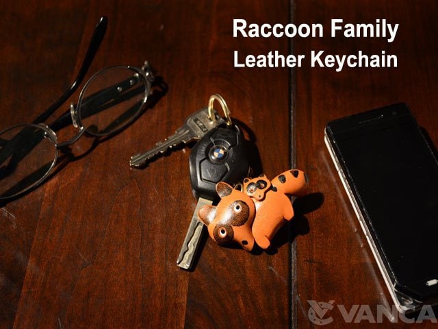 Raccoon Family 3D Leather Keychainl VANCA Made in Japan - Etsy Hong Kong