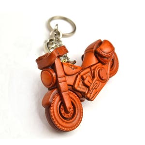 Chopper Bike Leather 3D Leather Vehicle Bag Charm Keychain Keyring ...
