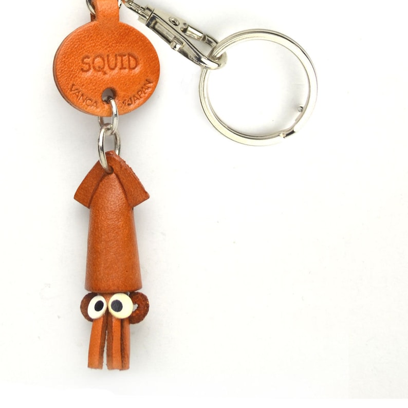 Squid 3D Leather Fish/sea Animal Keychain Keyring Purse Charm - Etsy