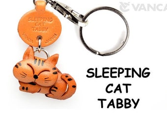 Plain Sleeping 3D Leather Cat Keychain Keyring Purse Charm | Etsy