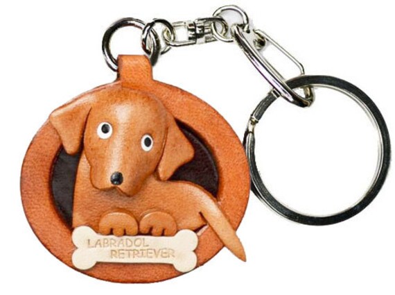 Labrador Retriever 3D Leather Dog Plate Keychain Purse Charm | Etsy