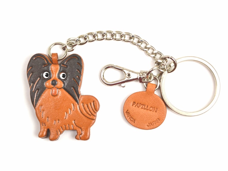 Papillon 3D Leather Dog/animal Ring/bag Charm Keychain Keyring Key Fob ...
